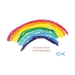 Gl&uuml;ckwunschkarte zur Erstkommunion - Regenbogen (6 St&uuml;ck)