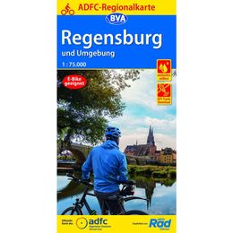 ADFC-Regionalkarte Regensburg und Umgebung, 1:75.000, mit Tagestourenvorschl&auml;gen...