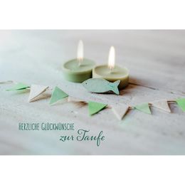 Gl&uuml;ckwunschkarte - Herzliche Gl&uuml;ckw&uuml;nsche zur Taufe (6 St&uuml;ck)