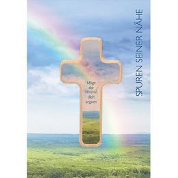 Klappkarte mit Holzkreuz M&ouml;ge der Himmel dich segnen (1 St&uuml;ck)