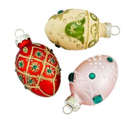 3er-Set Glasostereier im Faberg&eacute;stil
