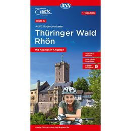 ADFC-Radtourenkarte 17 Th&uuml;ringer Wald Rh&ouml;n 1:150.000, rei&szlig;- und wetterfest, E-Bi...