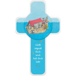 Kinderholzkreuz - Arche Noah mit Holzapplikation (1 St&uuml;ck)