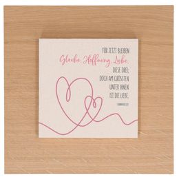 Holztafel aus Eiche mit Natursteinrelief - Glaube, Hoffnung, Liebe (1 St&uuml;ck)