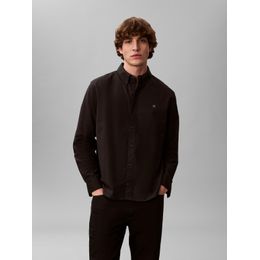 Herren Langarmhemd "LS SOLID OXFORD CLASSIC SHIRT", schwarz, Gr. XXL, Calvin Klein Jeans, unifarben, Web, Obermaterial: 98% Baumwolle, 2% Elasthan,