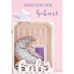 Gl&uuml;ckwunschkarte Alles Gute zur Geburt (6 St&uuml;ck)