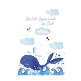 Gl&uuml;ckwunschkarte - Herzliche Segensw&uuml;nsche zur Taufe (6 St&uuml;ck)