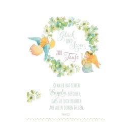 Gl&uuml;ckwunschkarte - Gl&uuml;ck und Segen zur Taufe (6 St&uuml;ck)