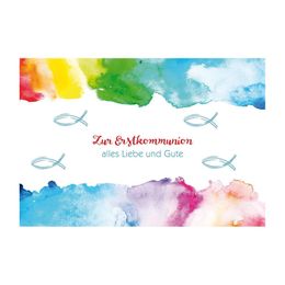 Gl&uuml;ckwunschkarte - Zur Erstkommunion alles Liebe und Gute (6 St&uuml;ck)