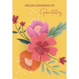 Gl&uuml;ckwunschkarte - Herzliche Gl&uuml;ckw&uuml;nsche zum Geburtstag (6 St&uuml;ck)