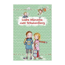 Gl&uuml;ckwunschkarte - Liebe W&uuml;nsche zum Schulanfang (6 St&uuml;ck)