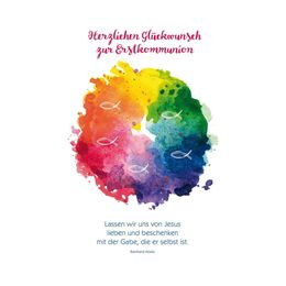 Gl&uuml;ckwunschkarte - Herzlichen Gl&uuml;ckwunsch zur Erstkommunion (6 St&uuml;ck)