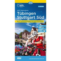 ADFC-Regionalkarte T&uuml;bingen - Stuttgart S&uuml;d, 1:75.000, rei&szlig;- und wetterfest,mit ...