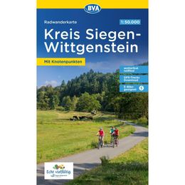 Radwanderkarte BVA Kreis Siegen-Wittgenstein mit Knotenpunkten 1:50.000, rei&szlig;- u...