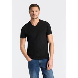 Hugo Herren T-Shirt "Hugo-V"schwarz001, Gr. S, unifarben, Single Jersey, Obermaterial: 96% Baumwolle, 4% Elasthan, Shirts, V-Ausschnitt, Slim-Fit,