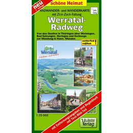 Werratal-Radweg 1:35 000 Radwanderkarte mit Zick-Zack-Faltung