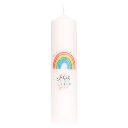 Taufkerze mit Druckmotiv - Mit Jesus ist mein Leben bunt (1 St&uuml;ck)