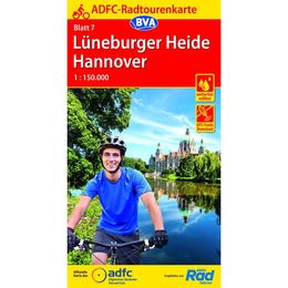 ADFC-Radtourenkarte 7 L&uuml;neburger Heide /Hannover 1:150.000, rei&szlig;- und wetterfest...