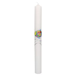 Symbolkerze 400x40 mm Wachsmotiv - Regenbogenfisch mit Wellen in Silber (1 St&uuml;ck...