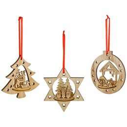 3er-Set Holzanh&auml;nger &raquo;Gesegnete Weihnachten&laquo;