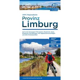 ADFC-Regionalkarte Limburg, 1:75.000, mit Tagestourenvorschl&auml;gen und allen Knote...