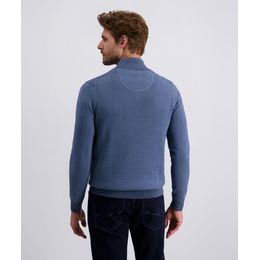 Pierre Cardin Herren Strickpullover, blau, Gr. XL, unifarben, Strick, Obermaterial: 100% Baumwolle, Pullover, mit Troyer Kragen