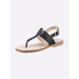 Heine Damen Zehentrenner, Gr. 38, schwarz, Glattleder, Leder, Rindsleder, Schuhe