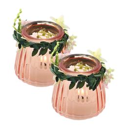 2er-Set Teelichtglas &raquo;Blumenkranz&laquo;