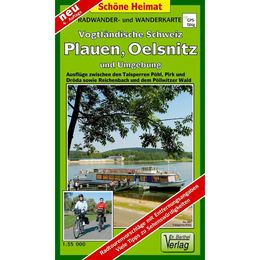 Radwander- und Wanderkarte Plauen, Vogtl&auml;ndische Schweiz und Umgebung 1 : 35 000