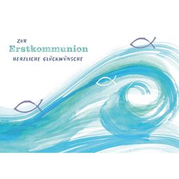 Gl&uuml;ckwunschkarte - Zur Erstkommunion herzliche Gl&uuml;ckw&uuml;nsche (6 St&uuml;ck)