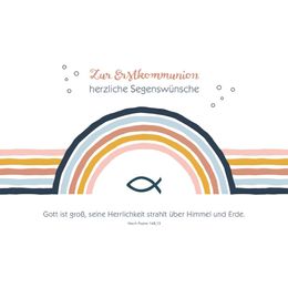Gl&uuml;ckwunschkarte - Zur Erstkommunion herzliche Segensw&uuml;nsche (6 St&uuml;ck)