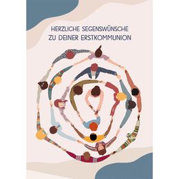 Gl&uuml;ckwunschkarte - Herzliche Segensw&uuml;nsche zu deiner Erstkommunion (6 St&uuml;ck)