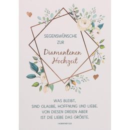 Gl&uuml;ckwunschkarte - Segensw&uuml;nsche zur Diamantenen Hochzeit (3 St&uuml;ck)