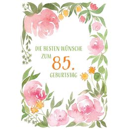 Geburtstagskarte - Die besten W&uuml;nsche zum 85. Geburtstag (6 St&uuml;ck)