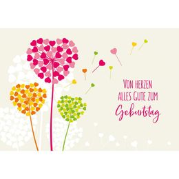 Geburtstagskarte - Von Herzen alles Gute zum Geburtstag (6 St&uuml;ck)