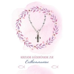 Gl&uuml;ckwunschkarte mit Armband - Herzliche Gl&uuml;ckw&uuml;nsche zur Erstkommunion (5 St&uuml;ck...