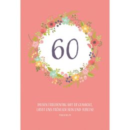 Gl&uuml;ckwunschkarte - zum 60. Geburtstag (6 St&uuml;ck)