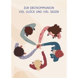Gl&uuml;ckwunschkarte - Zur Erstkommunion viel Gl&uuml;ck und viel Segen (6 St&uuml;ck)