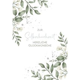 Gl&uuml;ckwunschkarte - Zur Silberhochzeit herzliche Gl&uuml;ckw&uuml;nsche (6 St&uuml;ck)