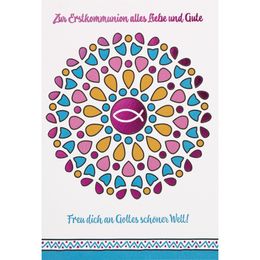 Gl&uuml;ckwunschkarte - Zur Erstkommunion alles Liebe und Gute (6 St&uuml;ck)