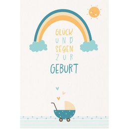 Gl&uuml;ckwunschkarte - Gl&uuml;ck und Segen zur Geburt (6 St&uuml;ck)