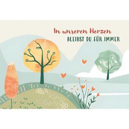 Trauerkarte - In unseren Herzen bleibst du f&uuml;r immer (6 St&uuml;ck)