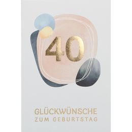 Geburtstagskarte zum 40. - Gl&uuml;ckw&uuml;nsche zum Geburtstag (6 St&uuml;ck)