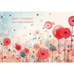 Geburtstagskarte - Beste W&uuml;nsche zum Geburtstag (6 St&uuml;ck)