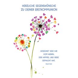 Gl&uuml;ckwunschkarte - Herzliche Segensw&uuml;nsche zu deiner Erstkommunion (6 St&uuml;ck)