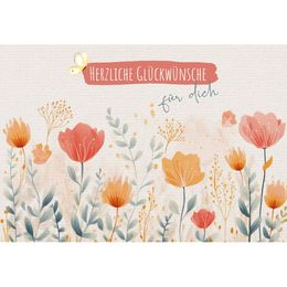Geburtstagskarte - Herzliche Gl&uuml;ckw&uuml;nsche f&uuml;r dich (6 St&uuml;ck)