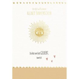 Gl&uuml;ckwunschkarte zur Geburt - Herzlich willkommen kleiner Sonnenschein (6 St&uuml;ck)