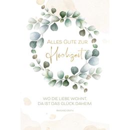 Gl&uuml;ckwunschkarte - Alles gute zur Hochzeit (6 St&uuml;ck)