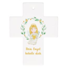 Porzellankreuz - Dein Engel beh&uuml;te dich (1 St&uuml;ck)