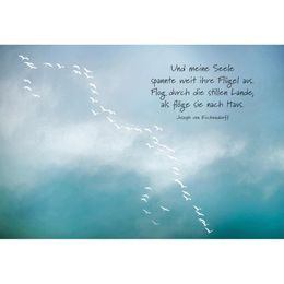 Trauerkarte - Und meine Seele spannte weit ihre Fl&uuml;gel... (6 St&uuml;ck)